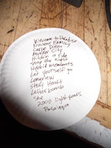 Setlist on a paper plate?! More photos and reviews from last nights ...